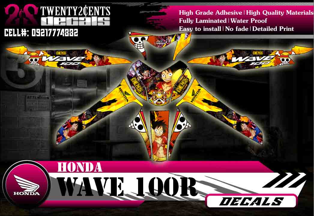 Honda Wave 100 / 100R Decals High-Quality Stickers onepiece | Lazada PH