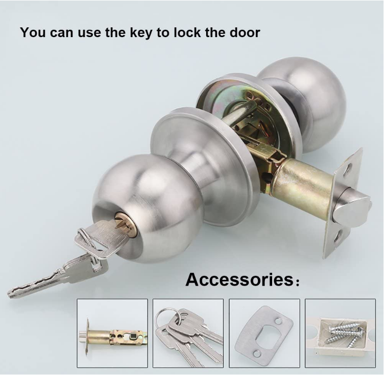 Stainless Steel Entracne Passage Door Handle Lock Knobs Lockset - Key ...