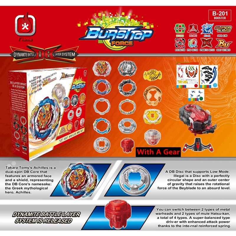 Flame Brand Beyblade Burst B-201 with A Gear Zest Achilles Customize ...
