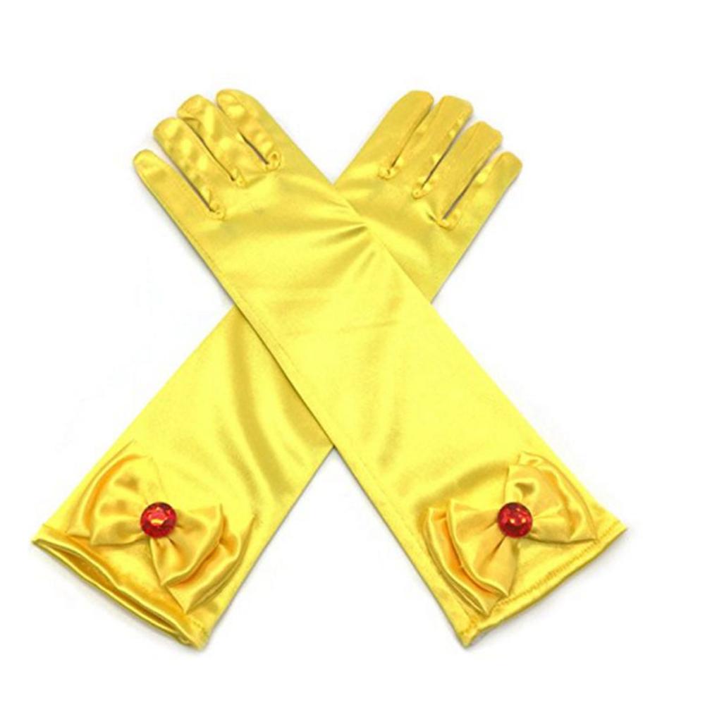 FAN SI แฟชั่นเด็กโบว์ซาตินเจ้าหญิงคริสตัลเด็กถุงมือถุงมือปาร์ตี้ยาว ...