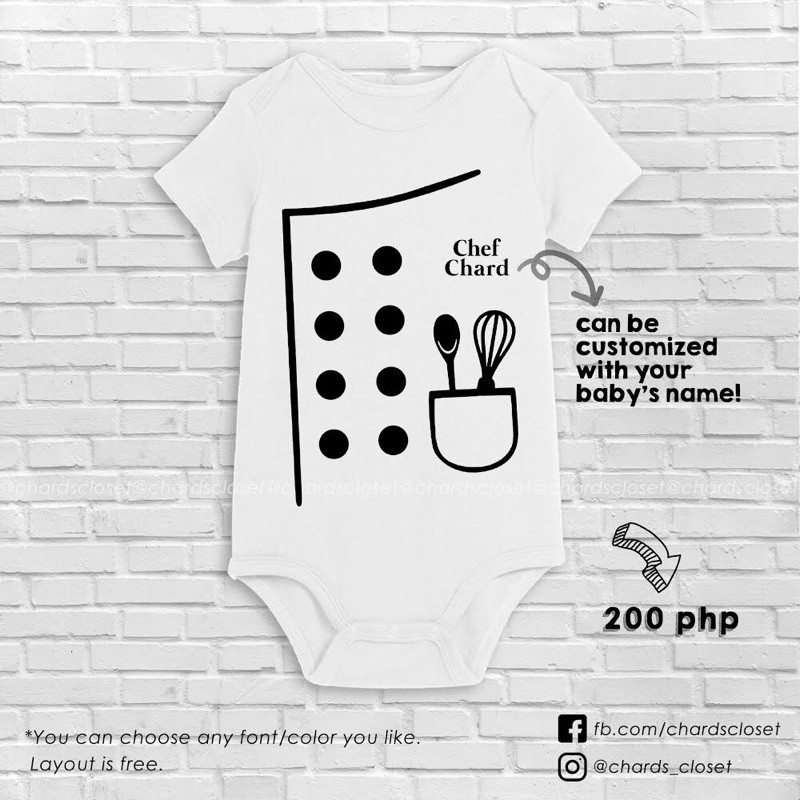 Customized Chef Print Outfit on Baby Onesie | Lazada PH