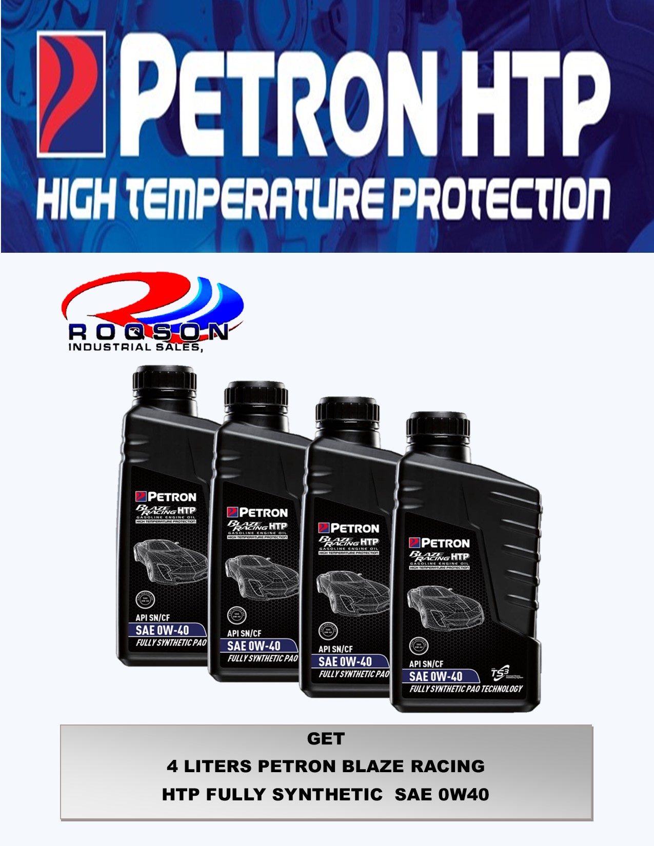 PETRON BLAZE RACING HTP FULLY SYNTHETIC 0W-40 4 Liters | Lazada PH
