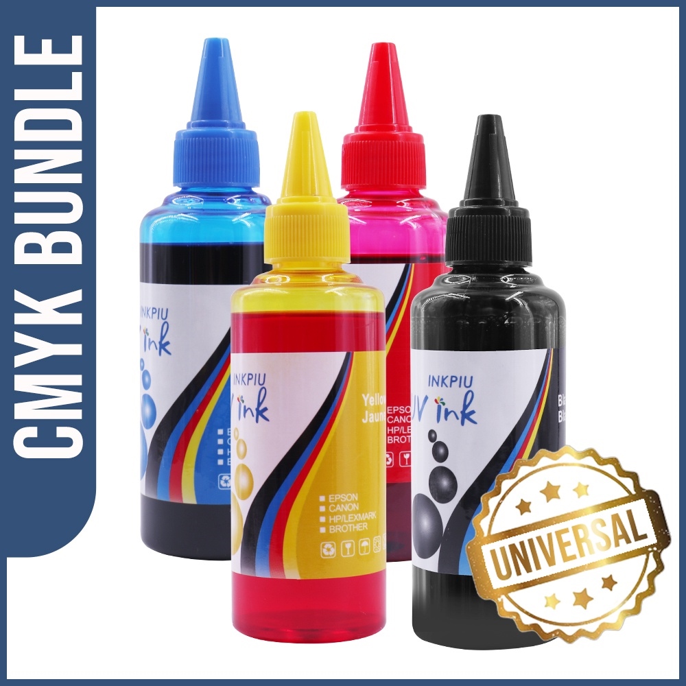 Inkpiu Universal Dye Ink 100ml UV Dye Ink for Inkjet Printer (C/M/Y/K ...