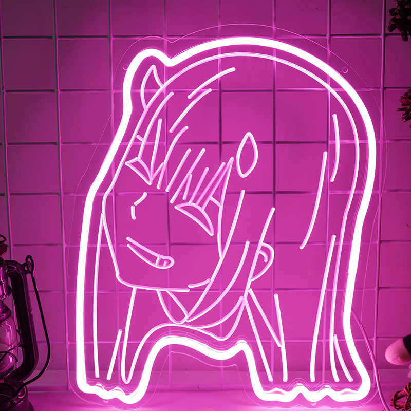 Zero Two Girl Neon Sign LED Anime Carve Neon Sign Dark Frankxx Neon ...