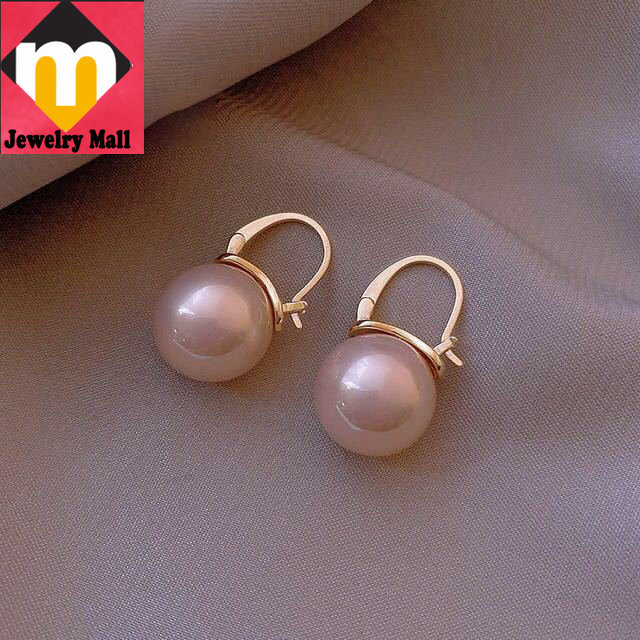 18k gold pawnable saudi gold original French Romantic Sweet Pearl Hoop ...