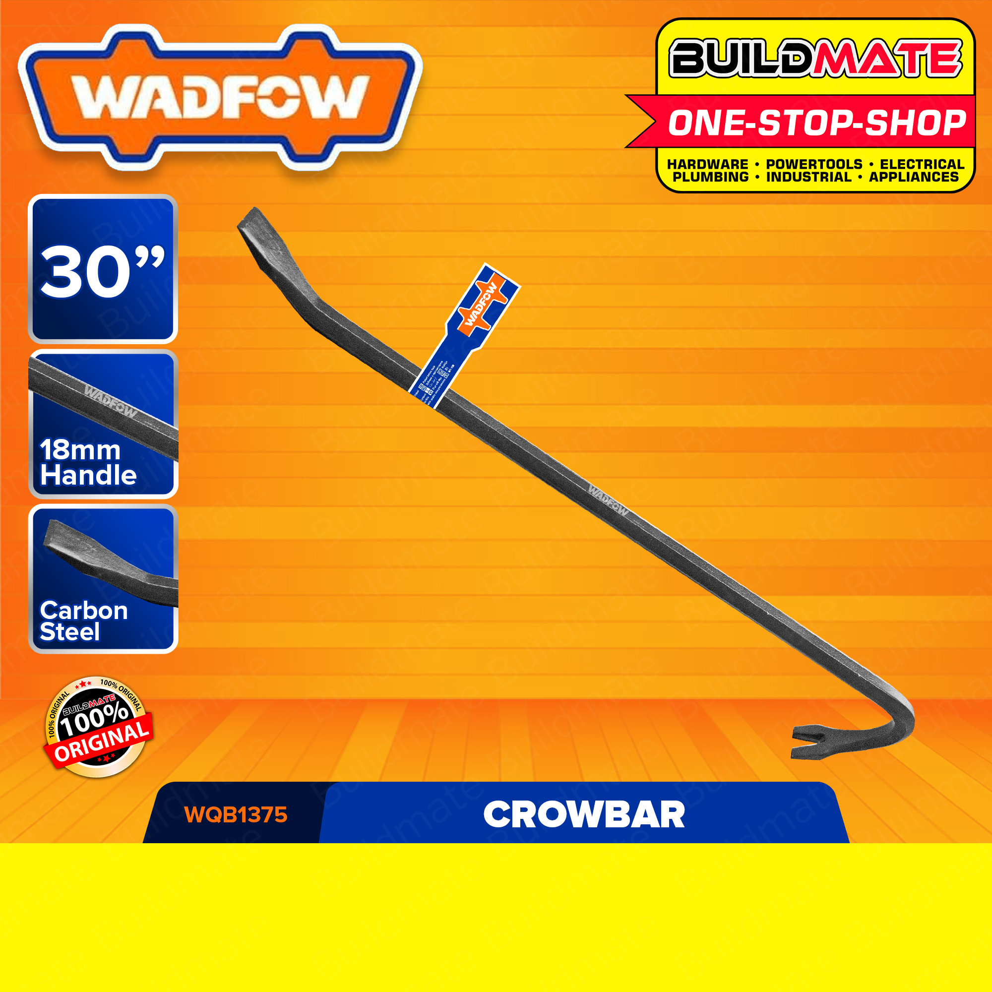 WADFOW Wrecking Bar 750mm 30" Inch 45# Carbon Steel Gooseneck Wrecking ...