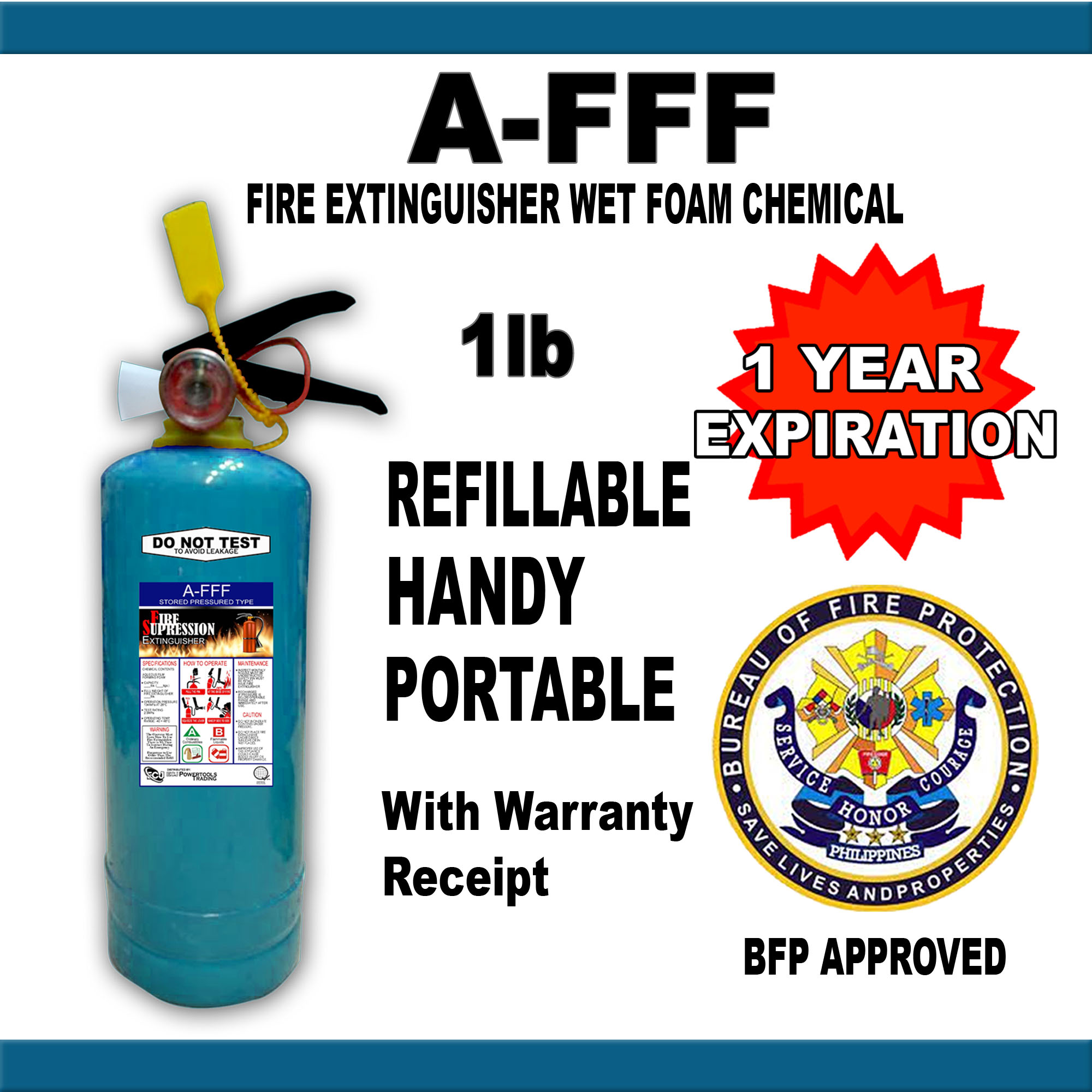 1 LB - 3 LBS | Fire Extinguisher BLUE A-FFF (Wet Chemical) | (or ...
