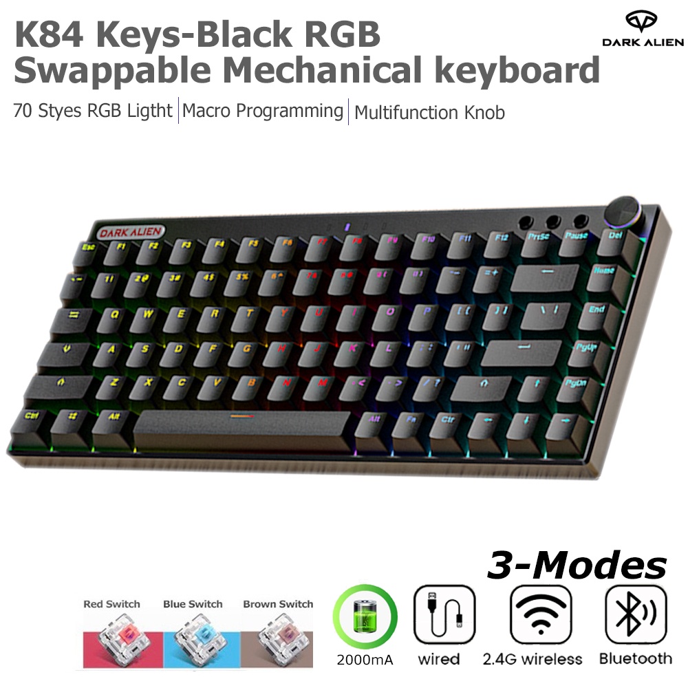 Gaming Keyboard 84 Keys RGB Mechanical Colorful LED Keyboard RGB ...