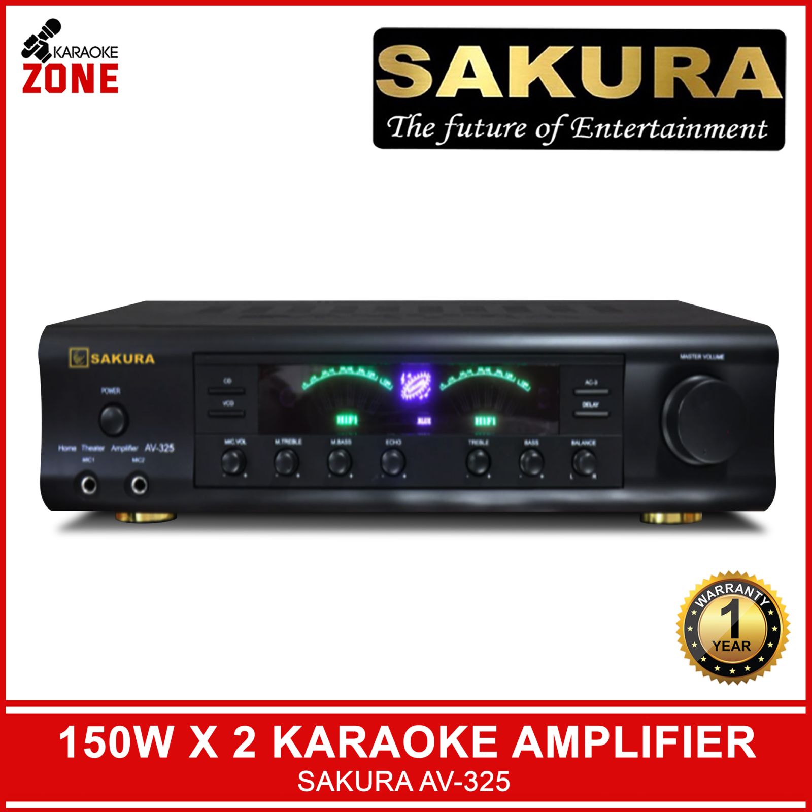 Sakura AV 325 Amplifier / Sakura AV-325 / Sakura Karaoke Amplifier 150w ...