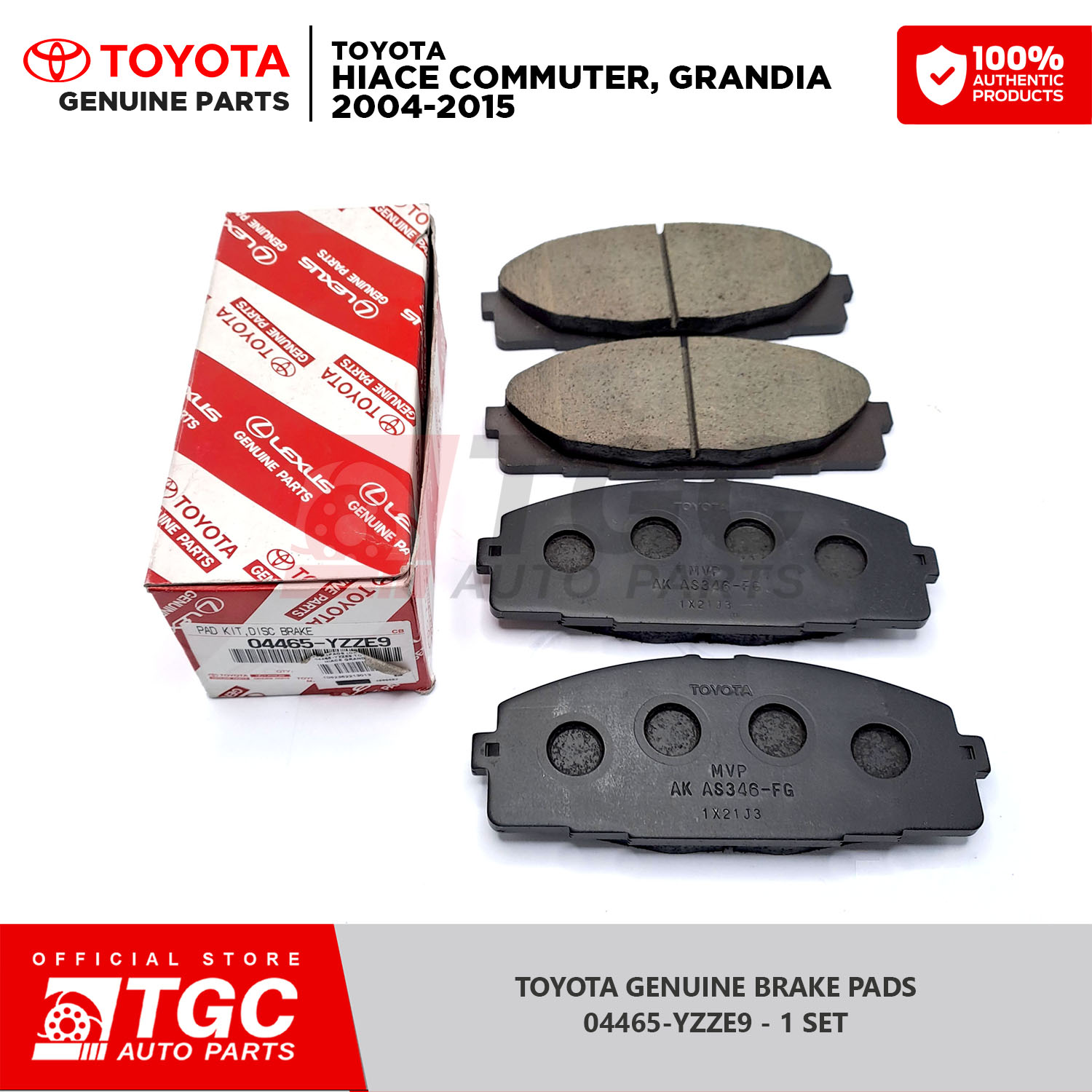 Toyota Genuine Brake Pads for Toyota HIACE COMMUTER, Grandia 2004-2015 ...