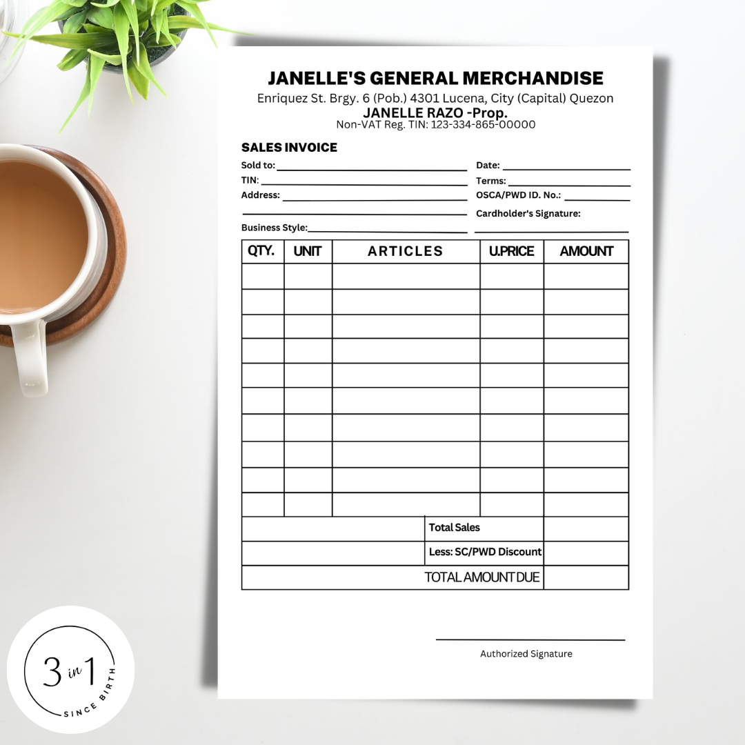 Acknowledgement Receipt Non BIR ORIGINAL COPY Non Carbon Pad ...