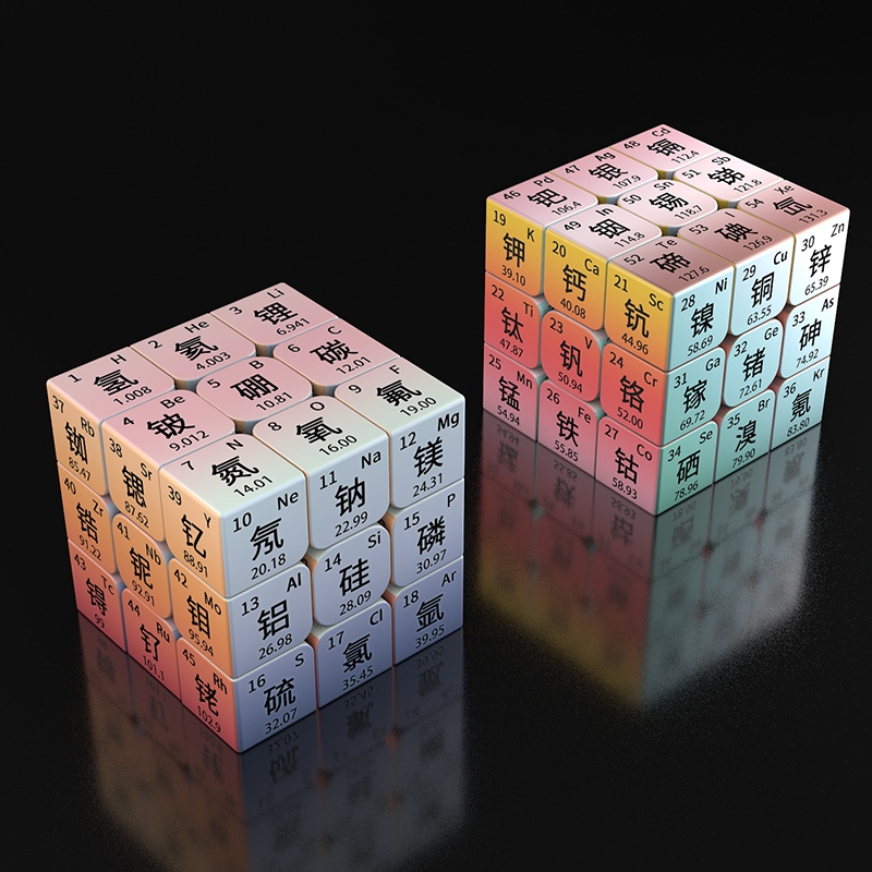 Chemical element periodic table physics third-order Rubik's cube ...