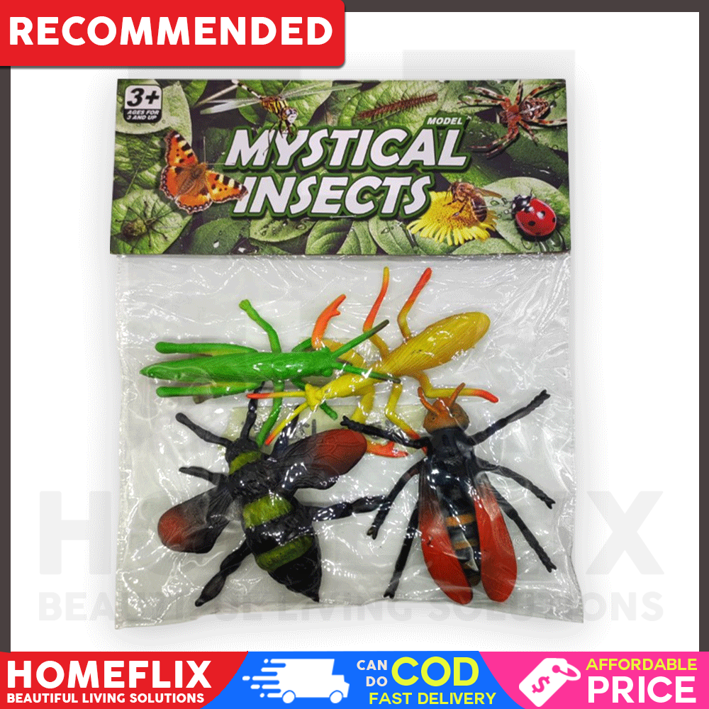 Homeflix Realistic Bugs Figures Toys - Plastic Insects Figurines Set ...