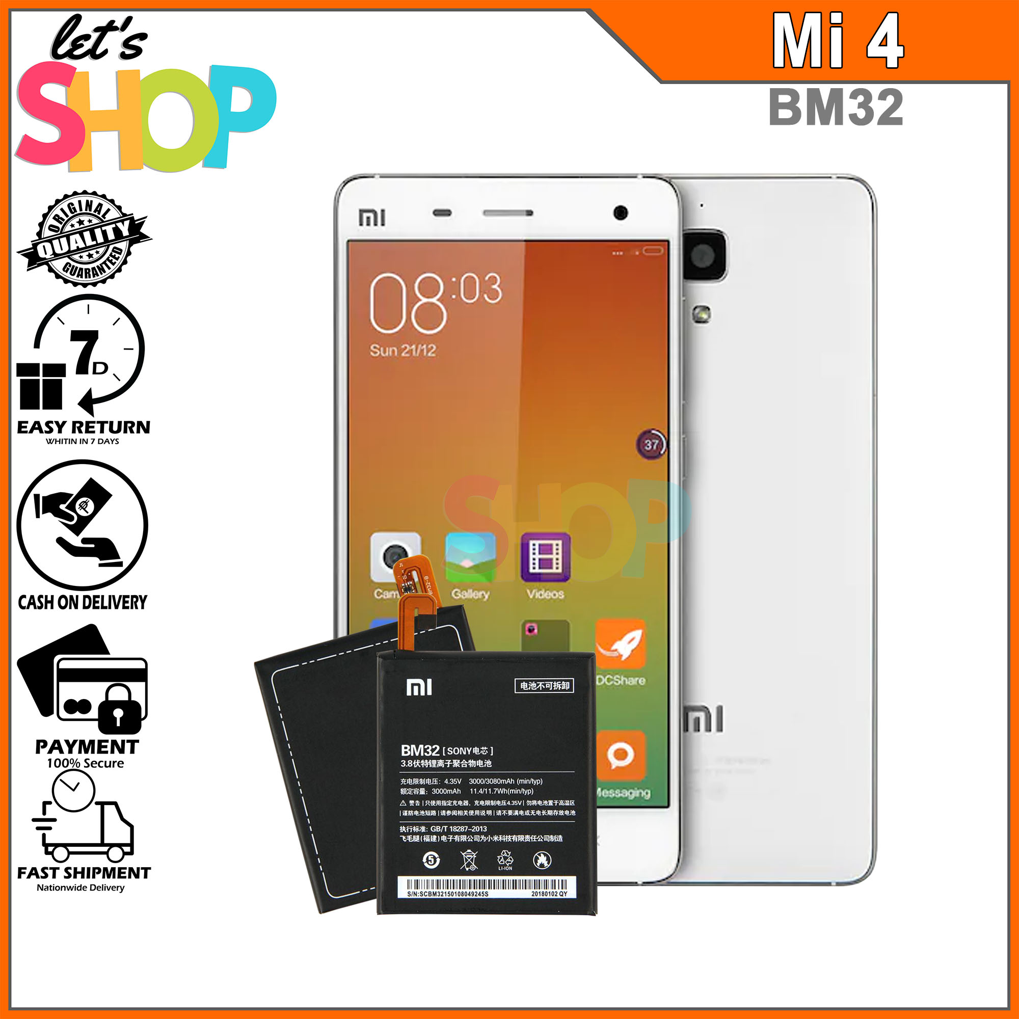 Redmi Mi 4 Battery Model BM32 (Lets Shop) Original Equipment Manufacturer | Lazada PH