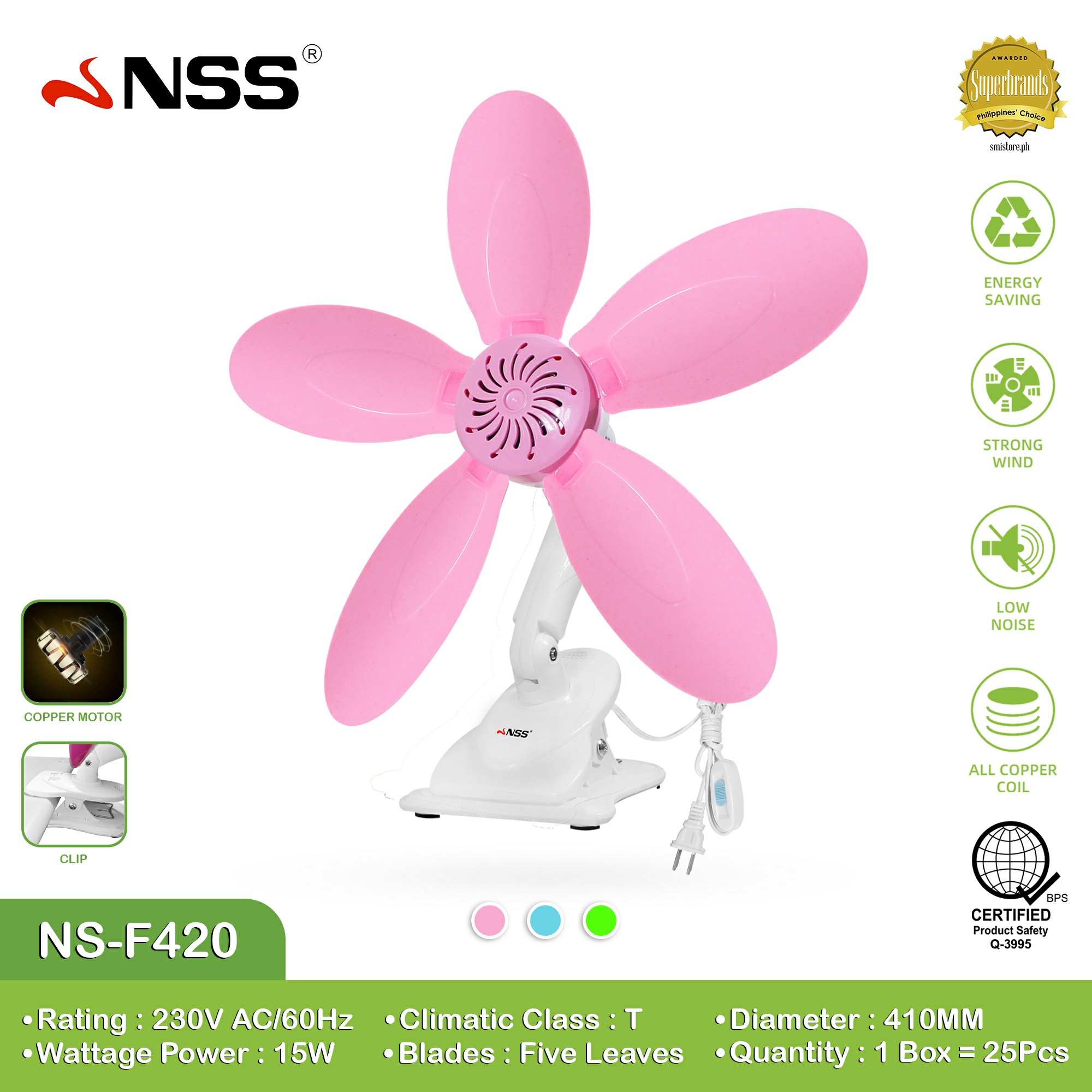 NSS 5 Blades Clip Fan Portable Electric Clip Fan Household Clip Fan ...