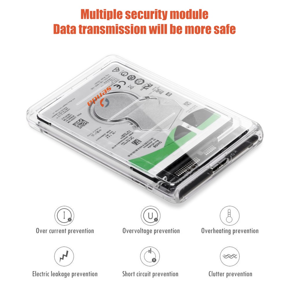 Senda 2.5 Inch Transparent HDD Enclosure Case USB 3.0 To SATA HDD Hard ...