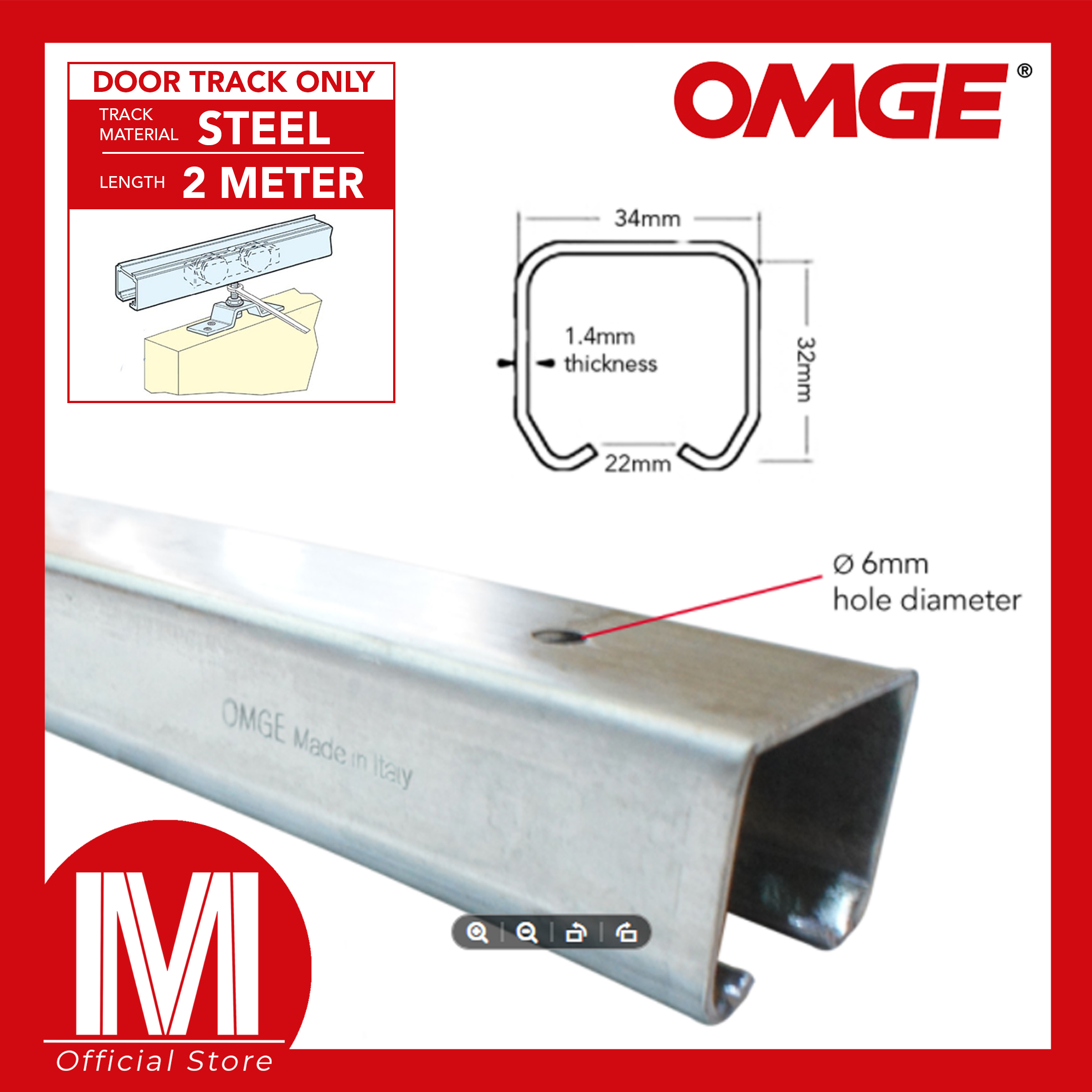 Omge Italy Steel Door Track for Sliding Door (2 meter) | Lazada PH