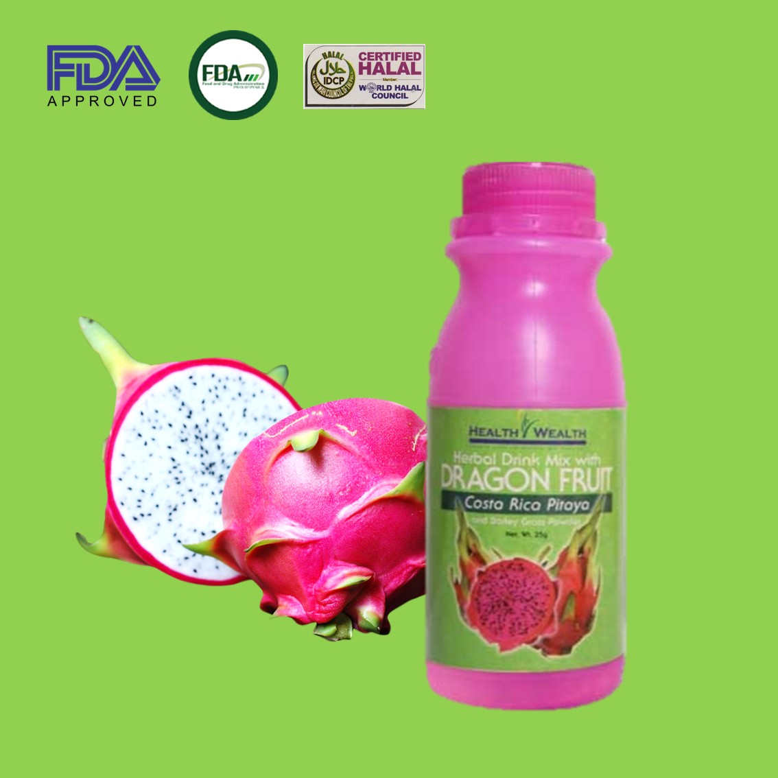HealthWealth Original Herbal Fruit Drink Dragon Fruit and Barley Powder ...