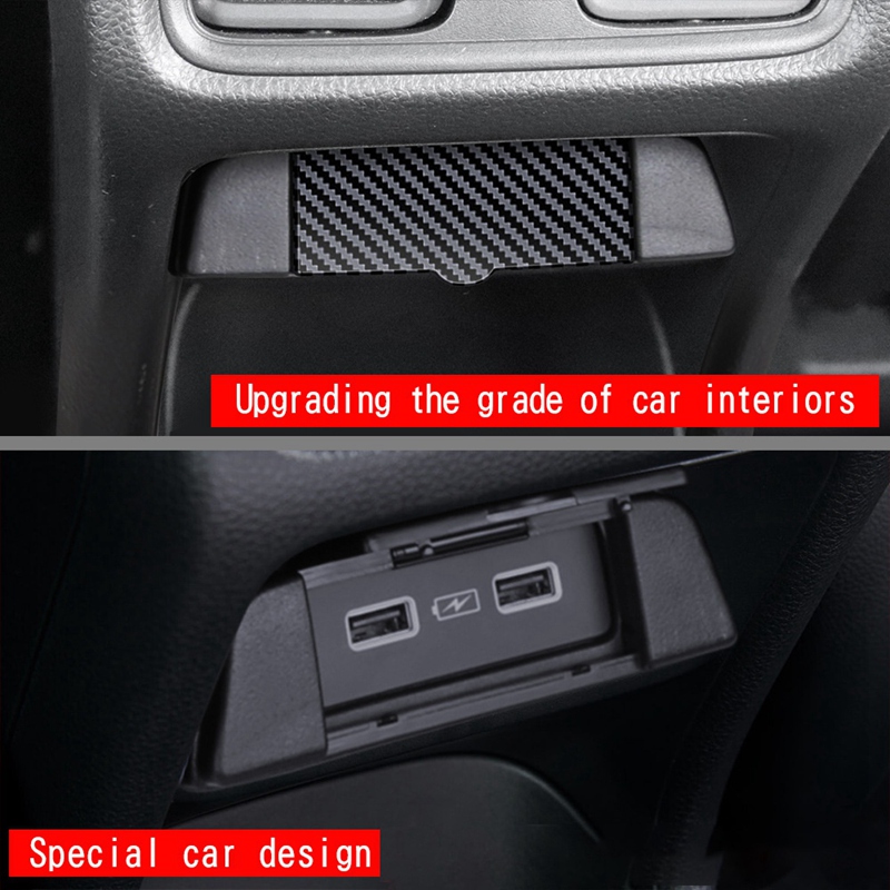 Car Carbon Fiber Rear USB Charger Port Air Outlet Vent Trim Panel ...