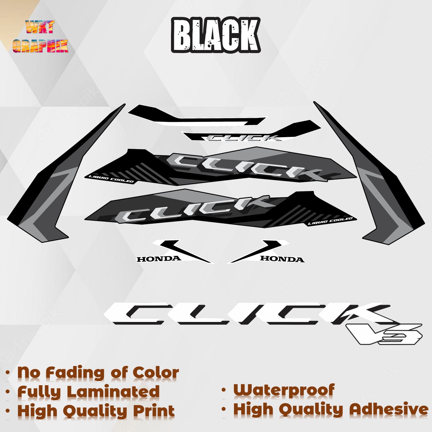 HONDA CLICK V3 2023 STOCK DECALS (WATERPROOF, NO FADE, FULLY LAMINATED ...