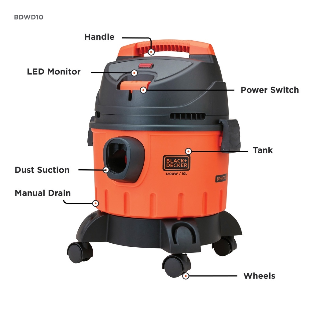 BLACK DECKER™ Wet Dry Vacuum Cleaner 10L [1 Year Warranty] | Lazada PH