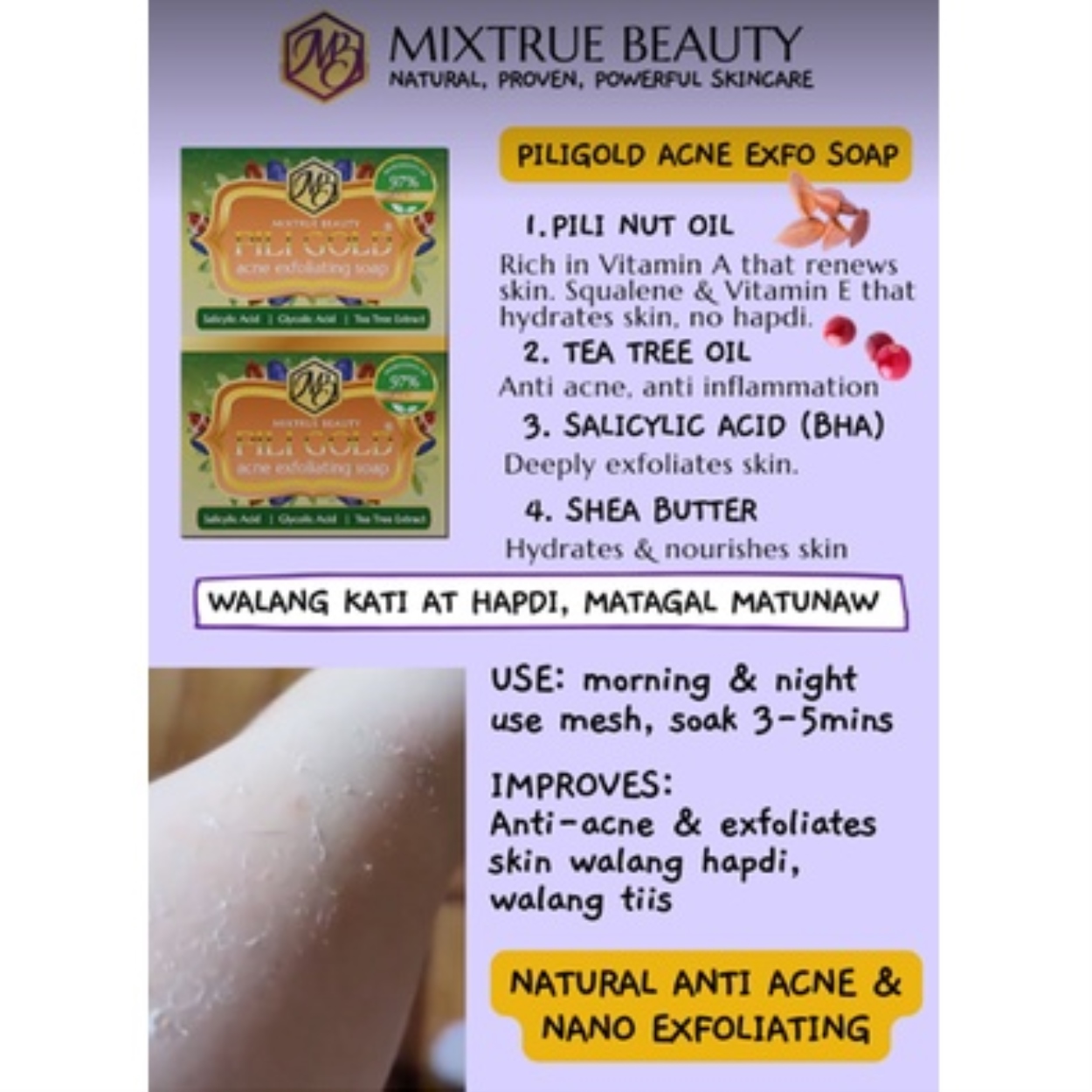 Mixtrue Beauty Pili Gold Acne Exfoliating Soap (Trio) 65g x 3 | Lazada PH
