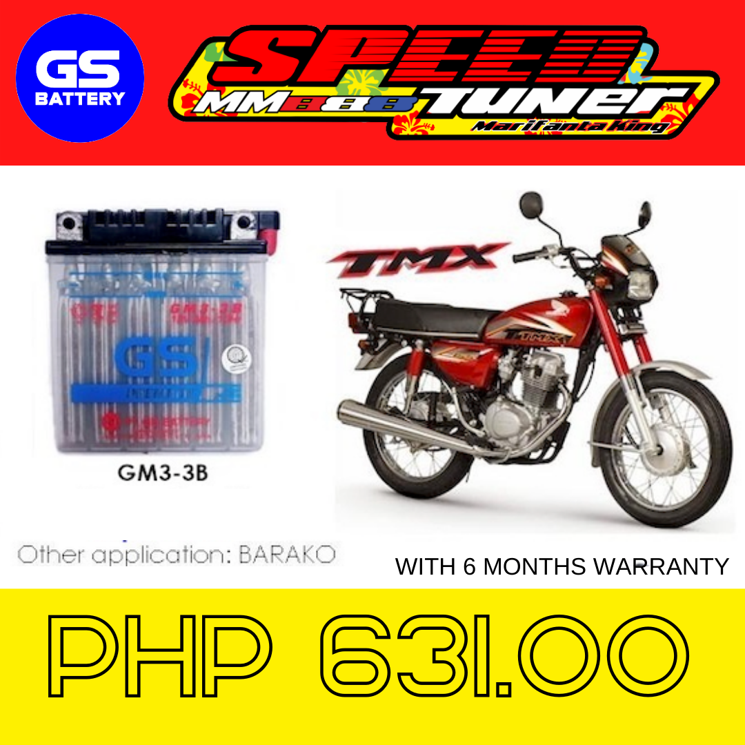 GS Battery for TMX BARAKO (GM3-3B) Low Maintenance Without Solution ...