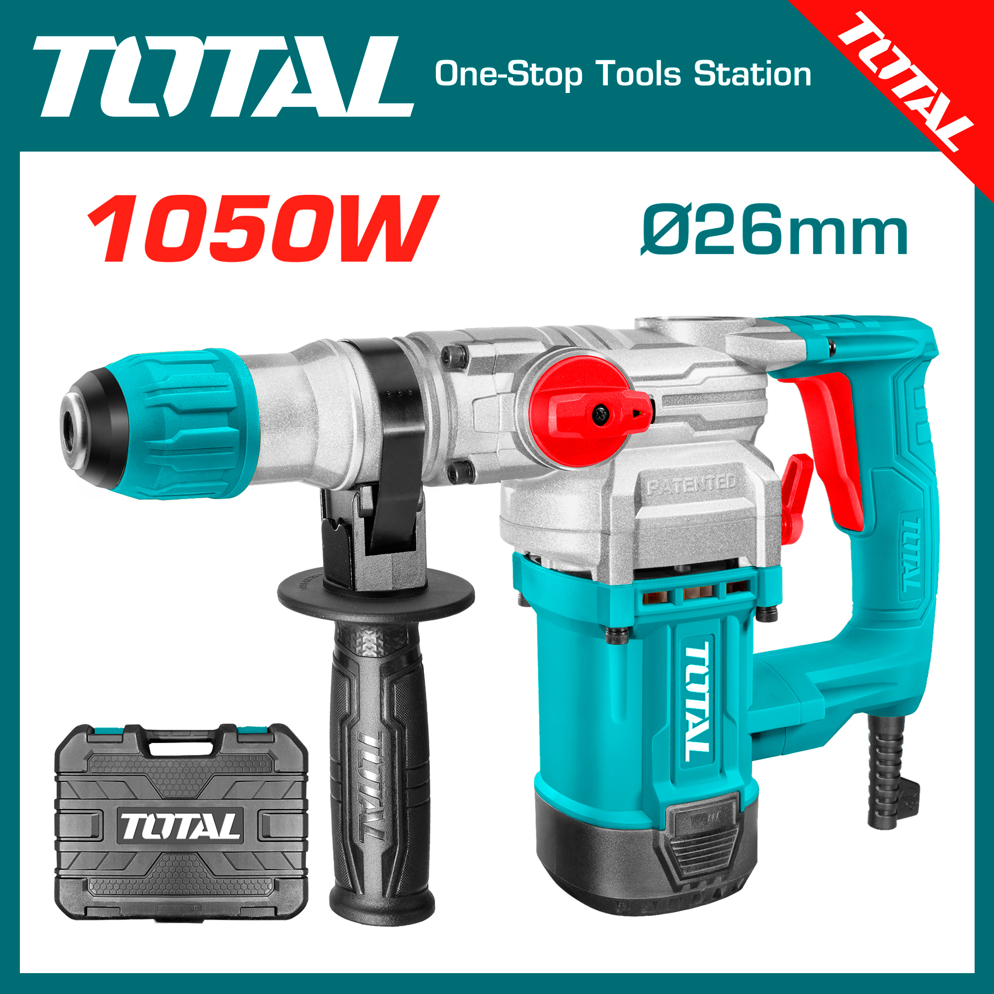 TOTAL TH110266 Rotary Hammer 1050W | 4.5J | SDS Plus Chuck System | 3 ...