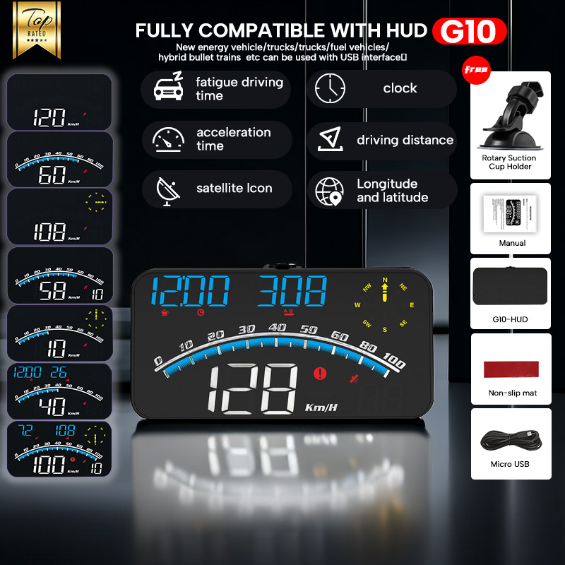 G10 Hud GPS Head Up Display Speedometer Smart LED Digital Reminder ...