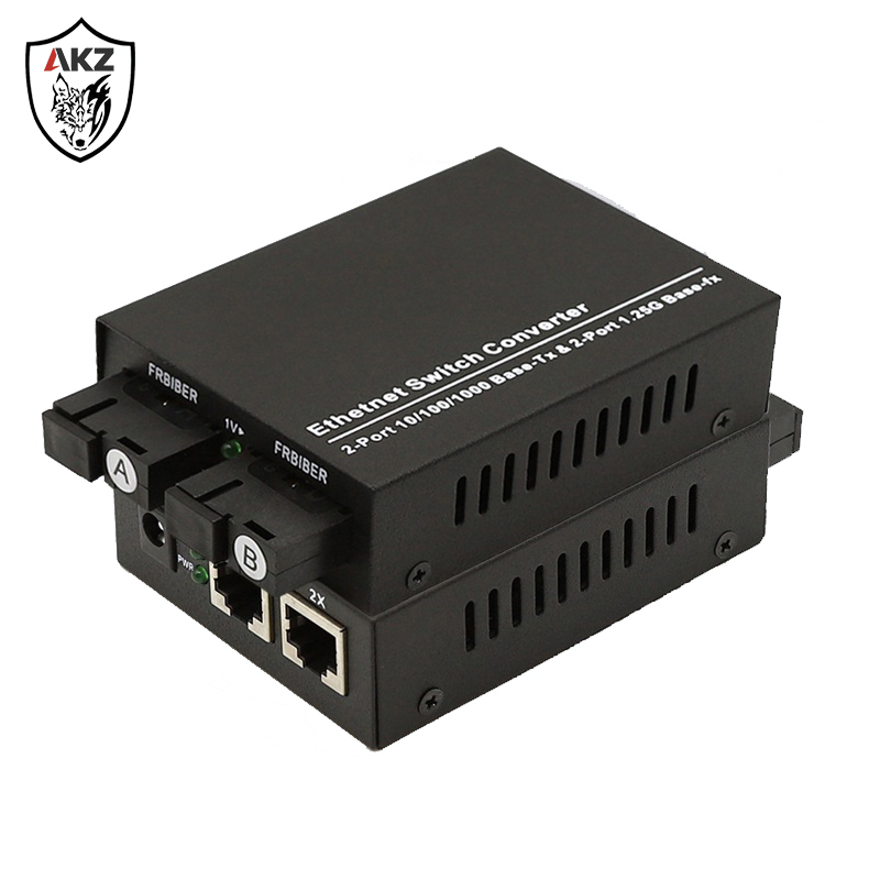 AKZ 2G2E Port Gigabit Optical Fiber Media Converter Fiber Transceiver ...