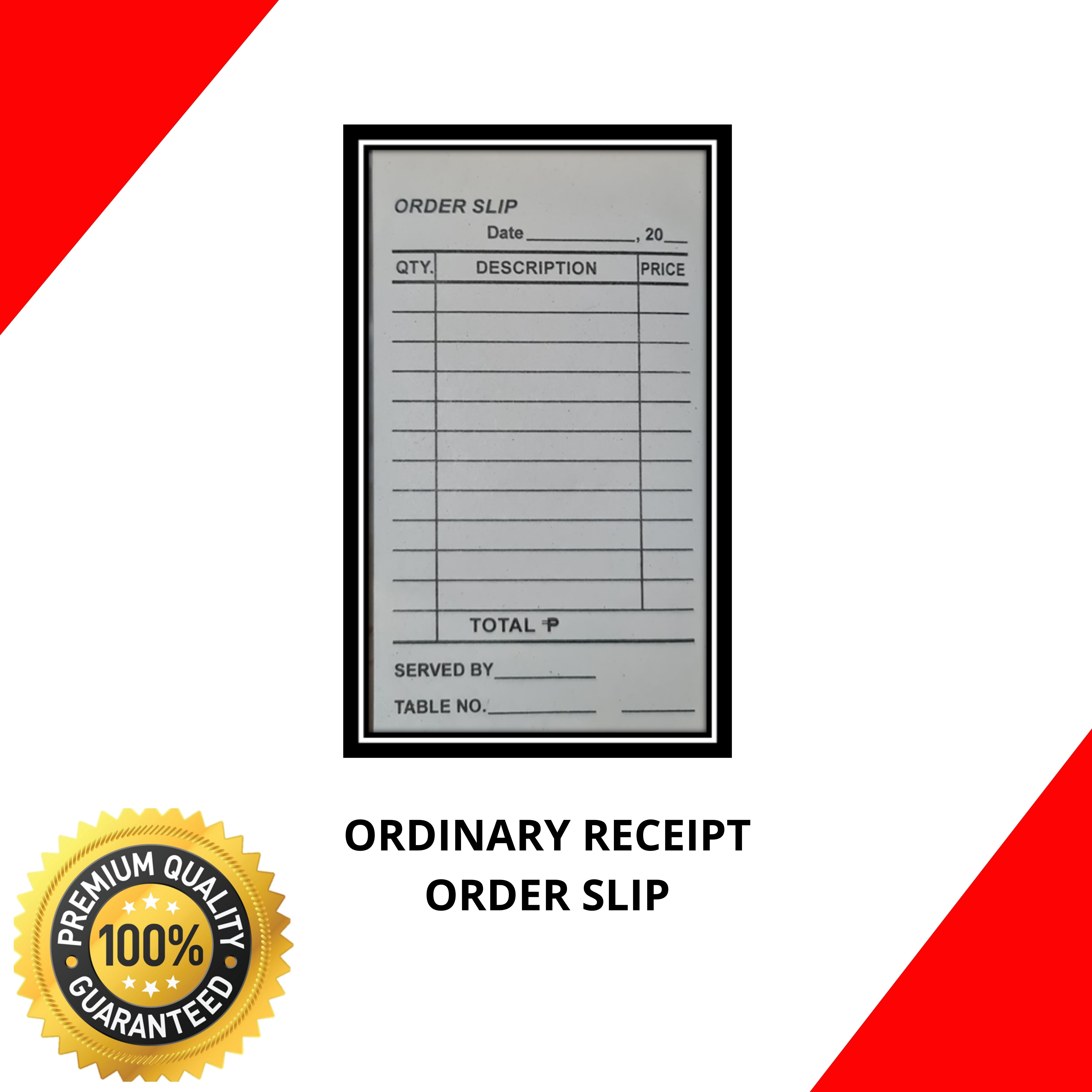 Ordinary Receipt | Order Slip | Triplicate | Bulk Orders of 10 Booklets ...