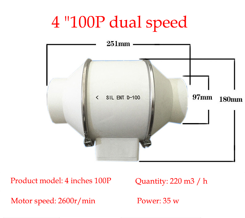 Strong Exhaust Fan Ventilation Fan 4/6 Inch Inverter Duct Fan Home ...