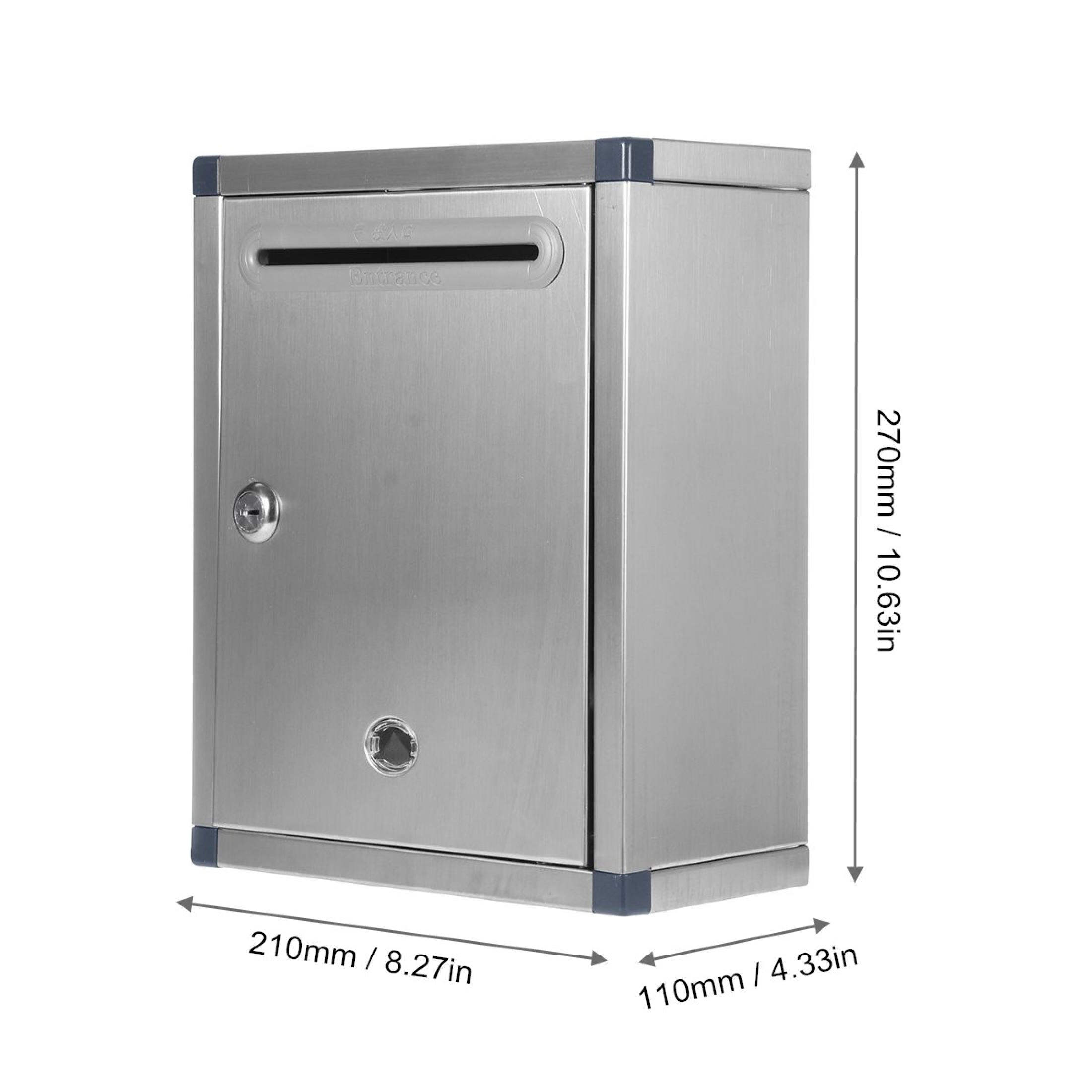 100% 304 Stainless Steel Mail Letter Post Storage MailBox Outdoor ...