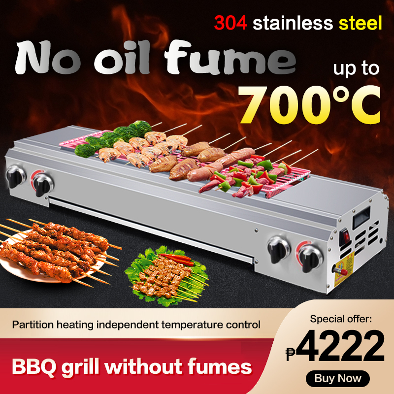 Gas Griller Stainless Steel Commercial BBQ butane gas stove Grill Large ...