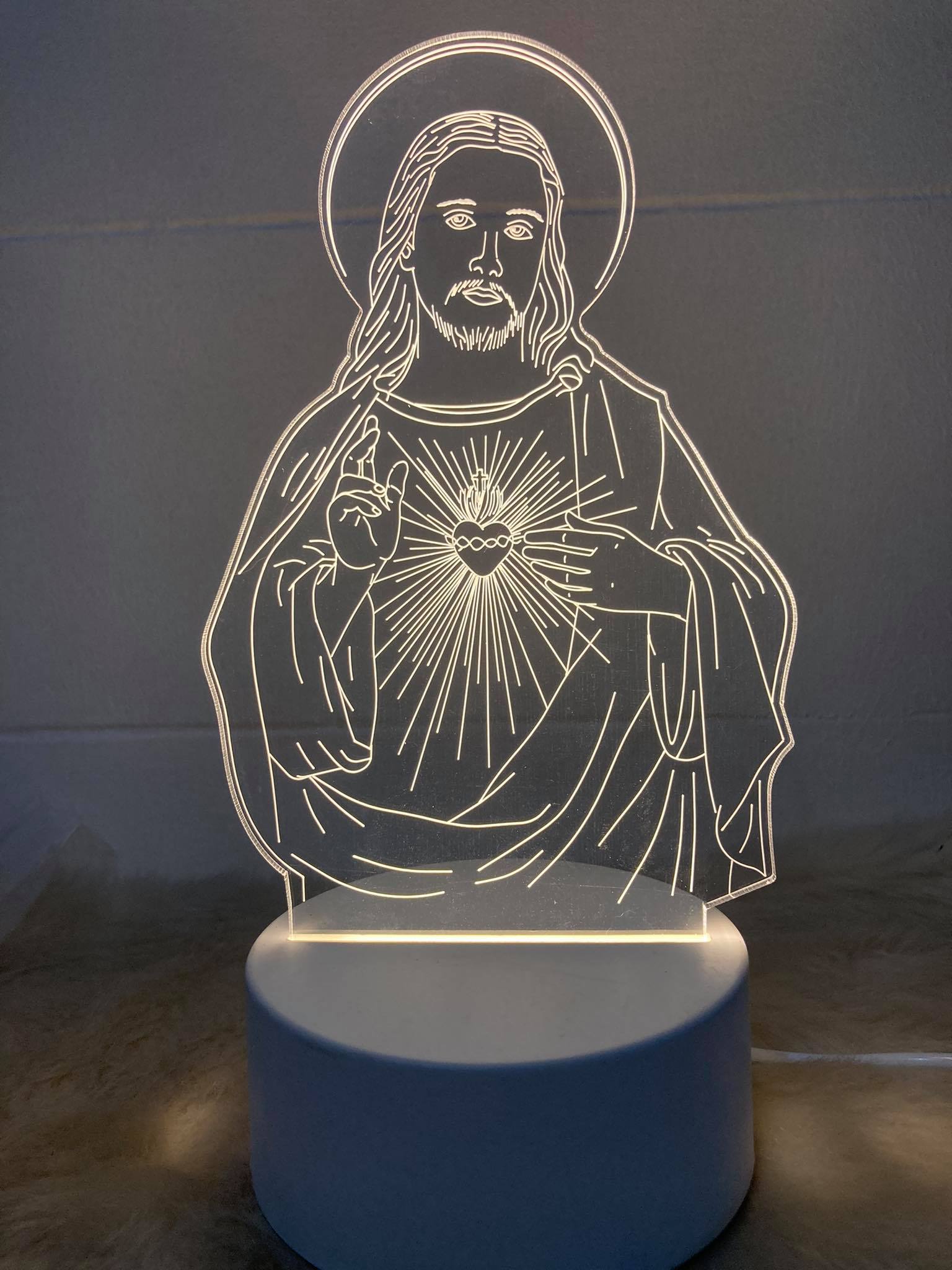 Jesus Christ Mama Mary Angel 3D Acrylic LED Lamp Religion Table Desk ...