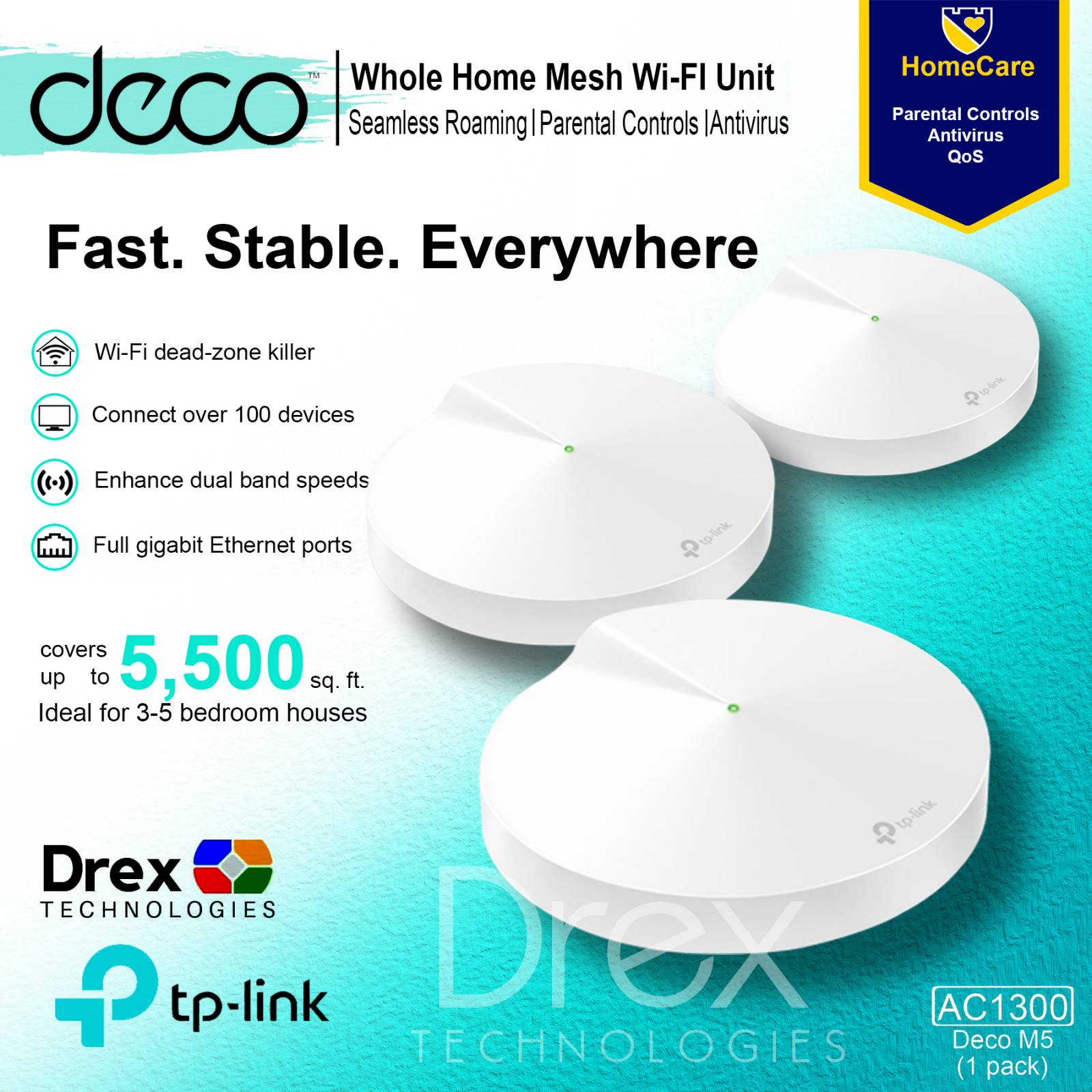 TP-LINK Deco M5 3-Pack AC1300 Home Mesh Wi-fi System | Lazada PH