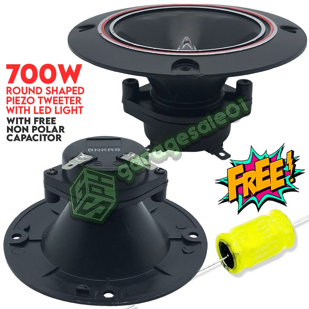 Round Piezo Tweeter 700W With LED Light With FREE Non Polar Capacitor ...
