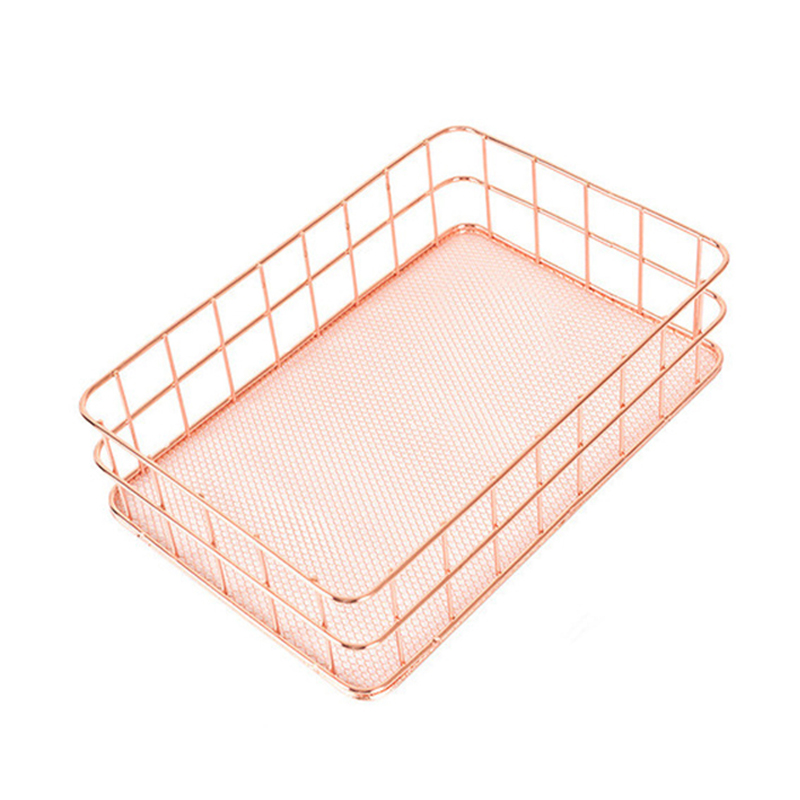 Simplicity Style Rose Gold Metal Iron Storage Basket Combination Holder ...