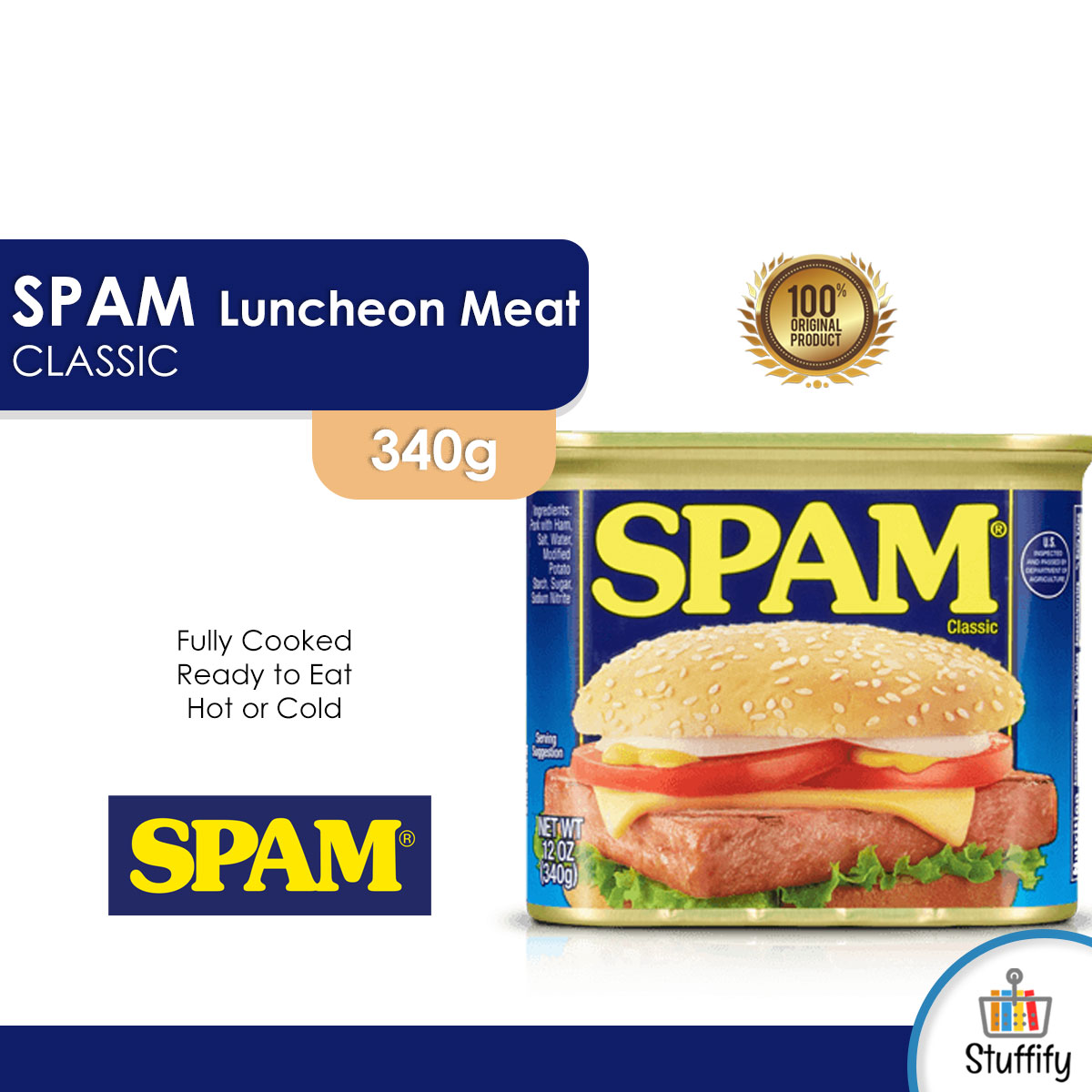 SPAM® Luncheon Meat 340g, Available in Classic | Lite | Less Sodium, 100% Authentic, Fully ...