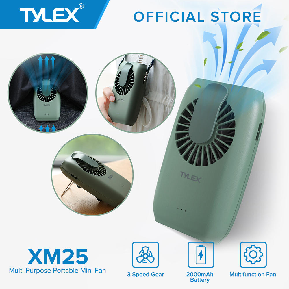 TYLEX XM25 Multi-Purpose Portable Mini Fan Handheld Power bank /Neck ...