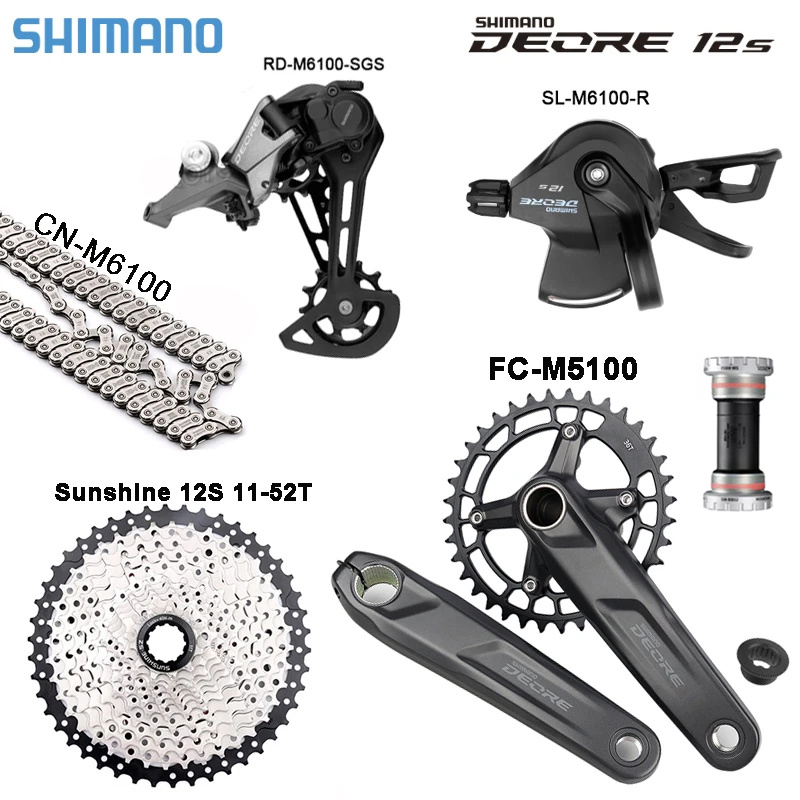 Shimano DEORE M6100 12S Groupset FC M5100/M6100 32T 170MM HG/MS ...