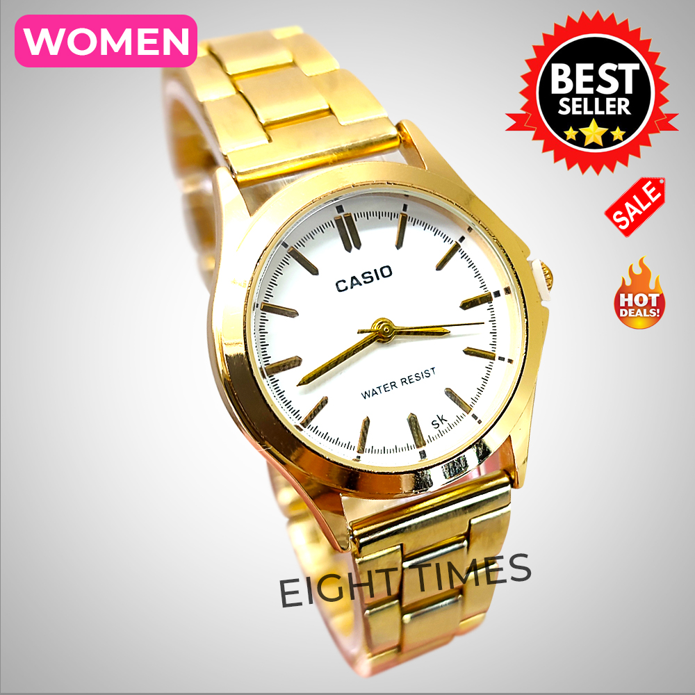 Casio Quartz Gold Strap White Dial Stainless Steel Watch for Women ...