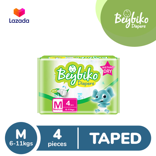 Beybiko Diapers Medium (6-11 kg) - 4 pcs Travel Pack - Taped Diapers ...