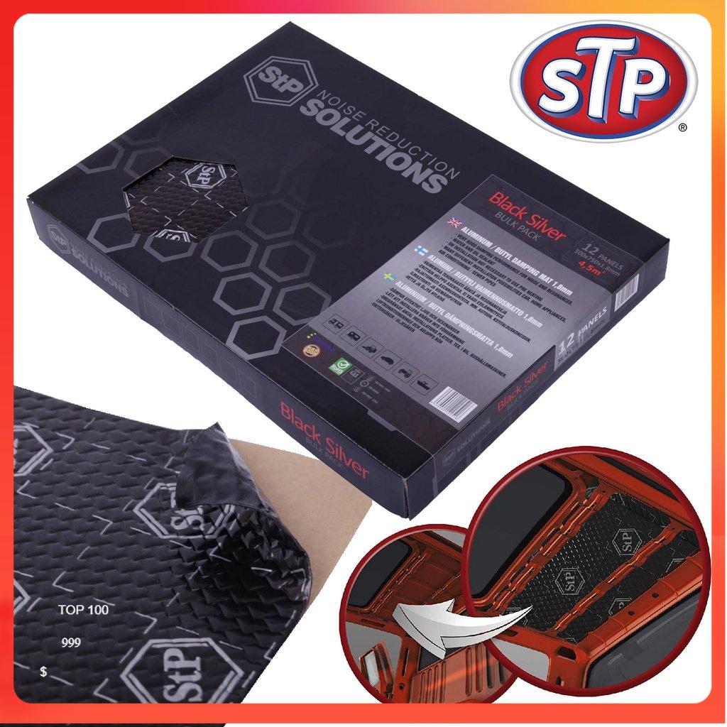 STP Black Silver Deadening Mat Sound Noise Control Adhesive Car Butyl ...