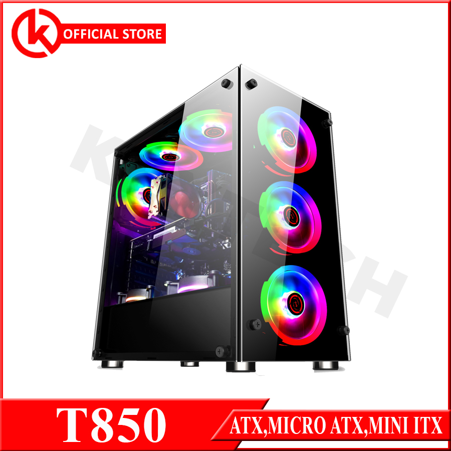 KEYTECH T850 MID TOWER GAMING CASE | TEMPERED GLASS SIDE PANEL|FULL PSU ...