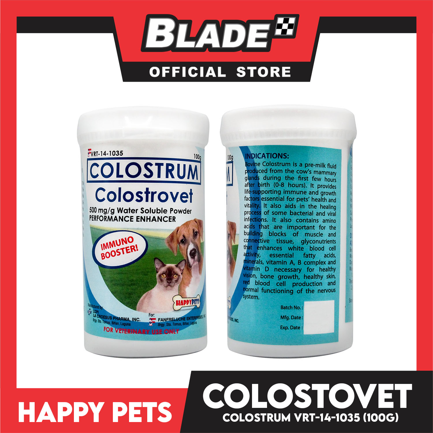 Happy Pets Colostrum Colostrovet VRT-14-1035 Performance Enhancer 100g ...