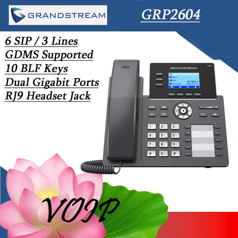Grandstream GRP2604 - 3 Lines, 6 SIP Accounts, 2.98 in scrn, with PSU ...