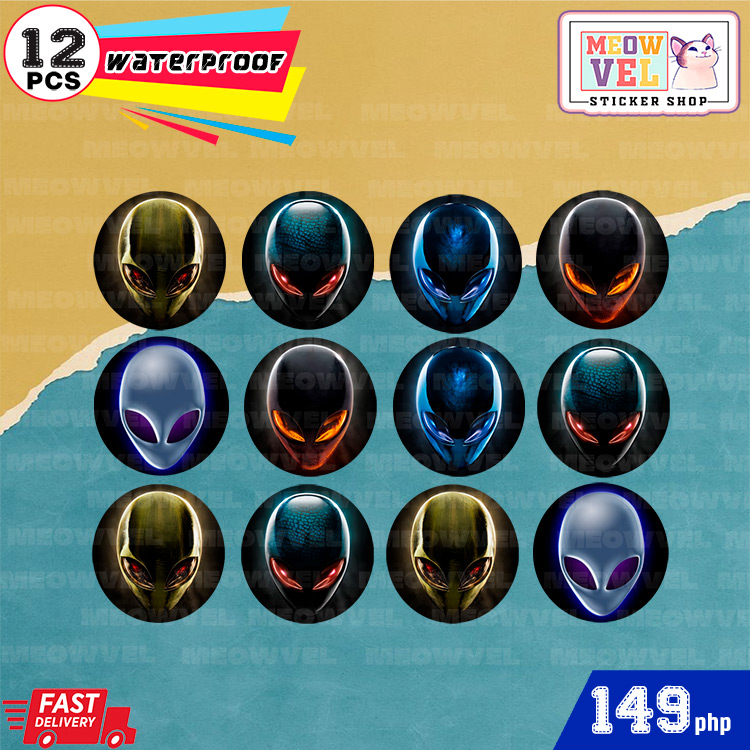 12 pcs Alienware alien waterproof vinyl stickers | Lazada PH