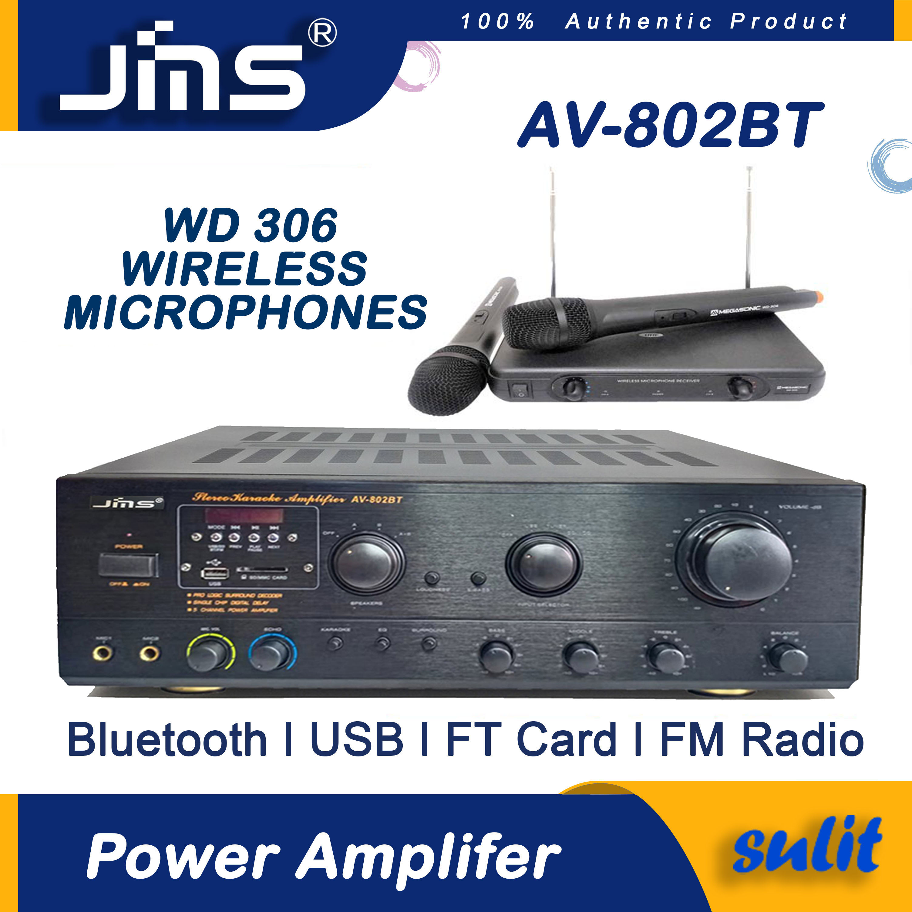 JMS AV-802 BT AMPLIFIER WITHWD 306 WIRELESS MICROPHONE | Lazada PH