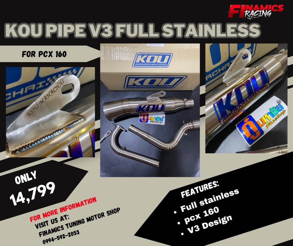 KOU RACING PIPE HONDA PCX 160 FULL STAINLESS V3 | Lazada PH